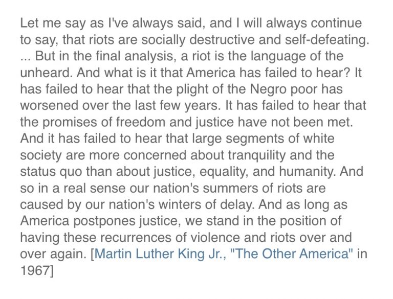 MLK: a riot is the language of the unheard. : Warren Kinsella