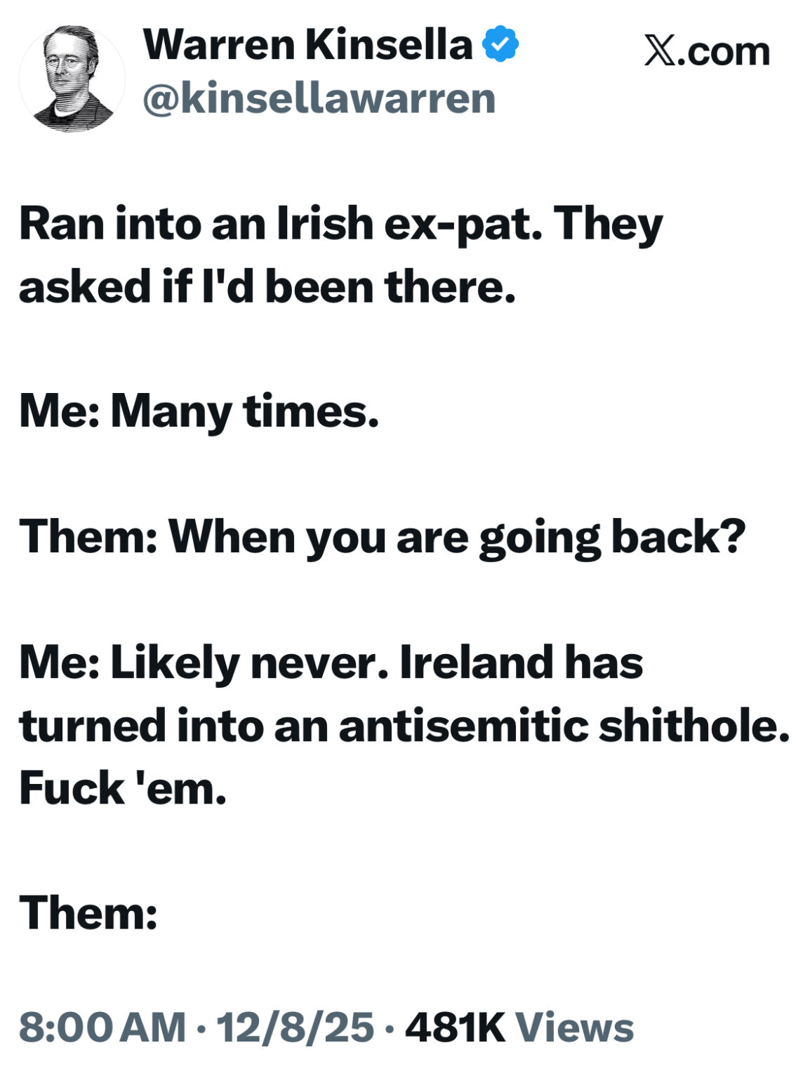 Sink, Ireland, sink : Warren Kinsella